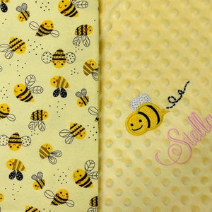 Bumble Bee Flannel and Minky Blanket Personalized Smiling Bee | Etsy