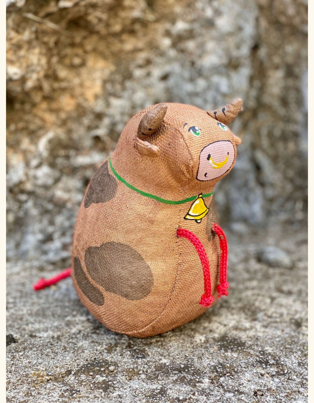 Bull With a Bell Buckwheat Husk Stuffed Animals Shatterproof Decor ...