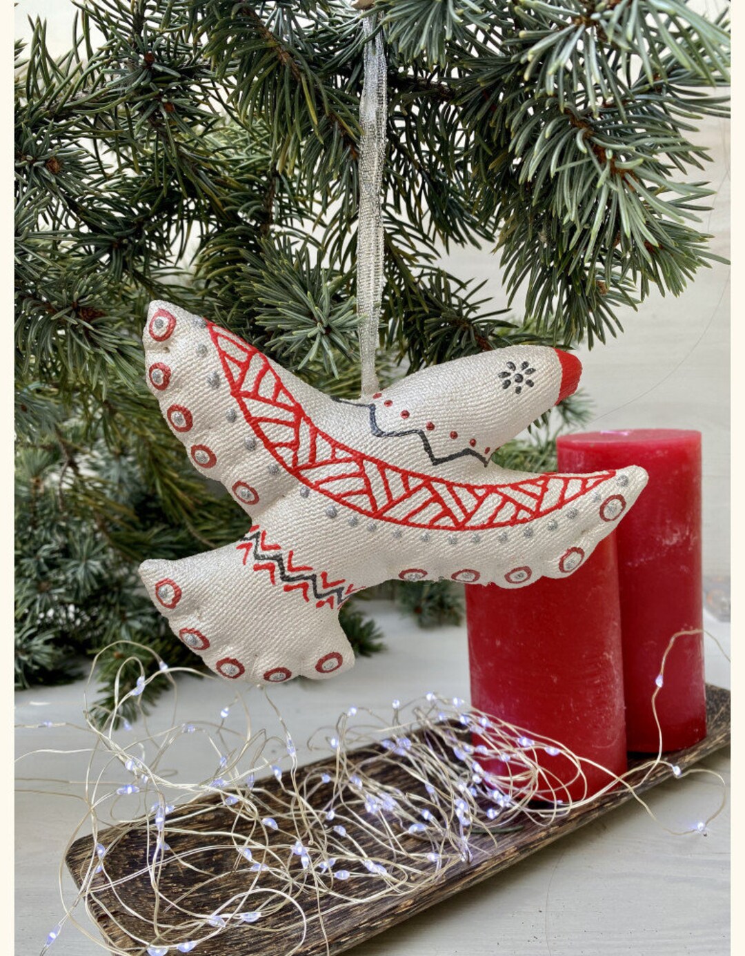 Silver and Red Christmas Firebird Christmas Tree Decoration Eco ...