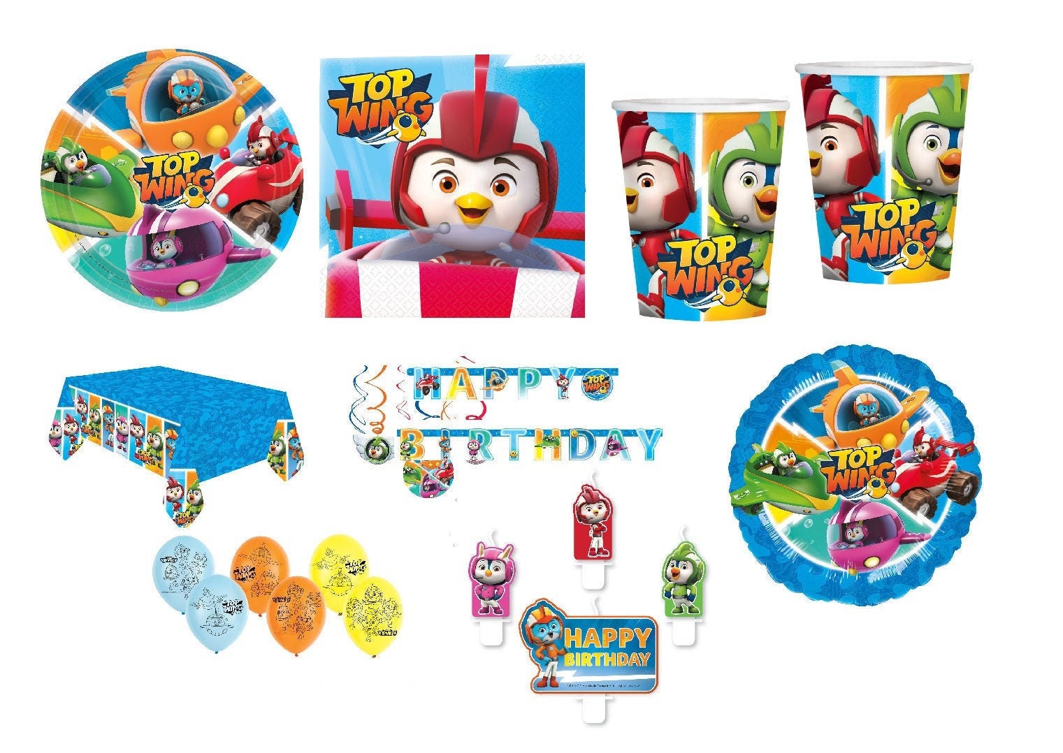 TOP WING Party Supplies Tableware Decor Plates Napkins Cups Tablecover ...