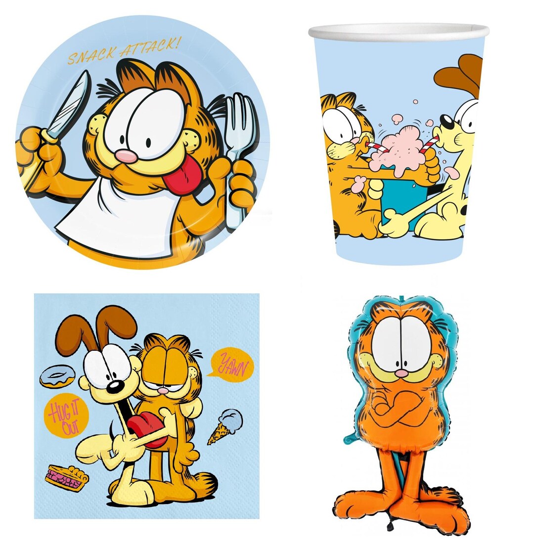 Garfield Balloons Party Supplies Decoration Birthday Plate Napkins Cups ...