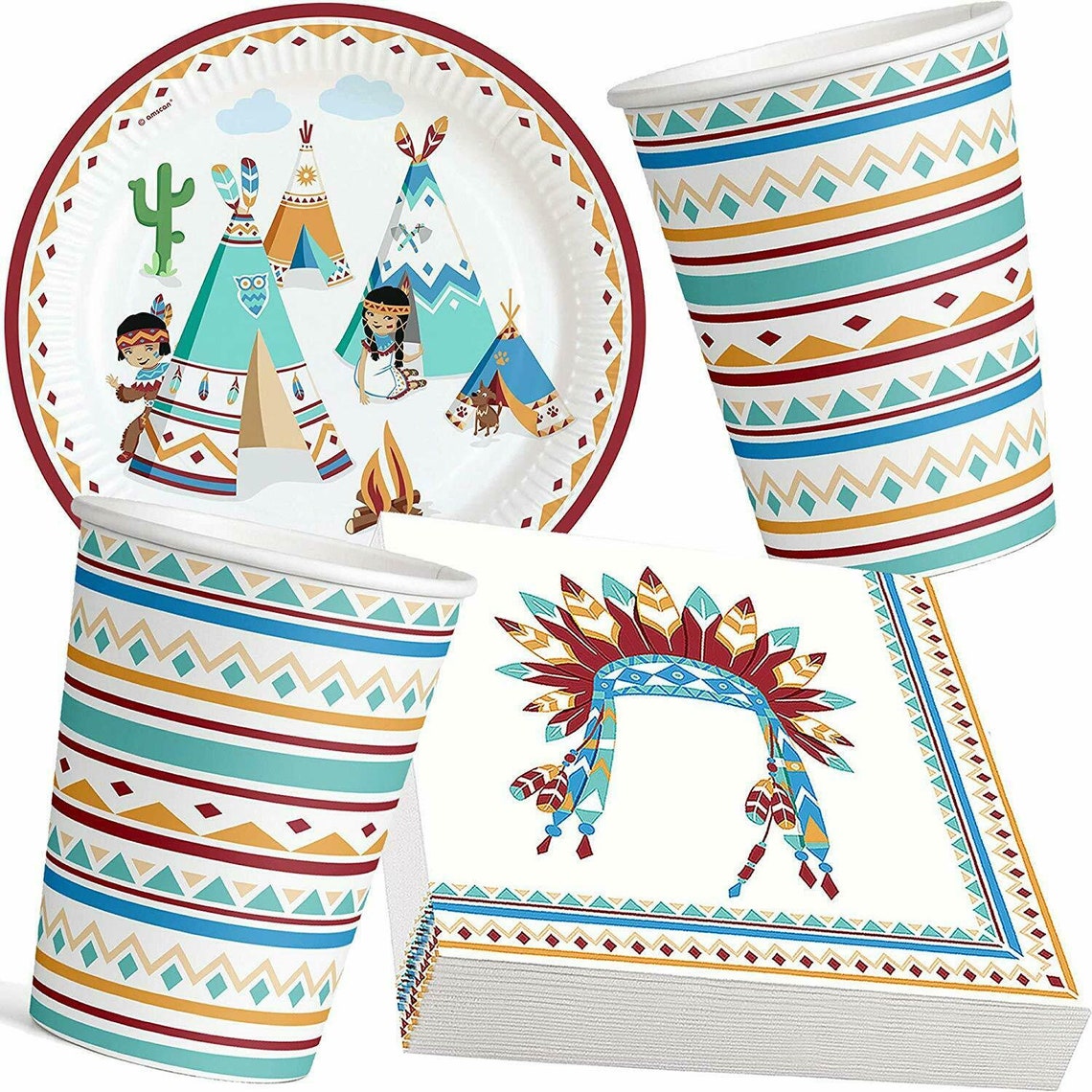 Native North Americans INDIANS Teppee Teepee Party Supplies Tableware ...