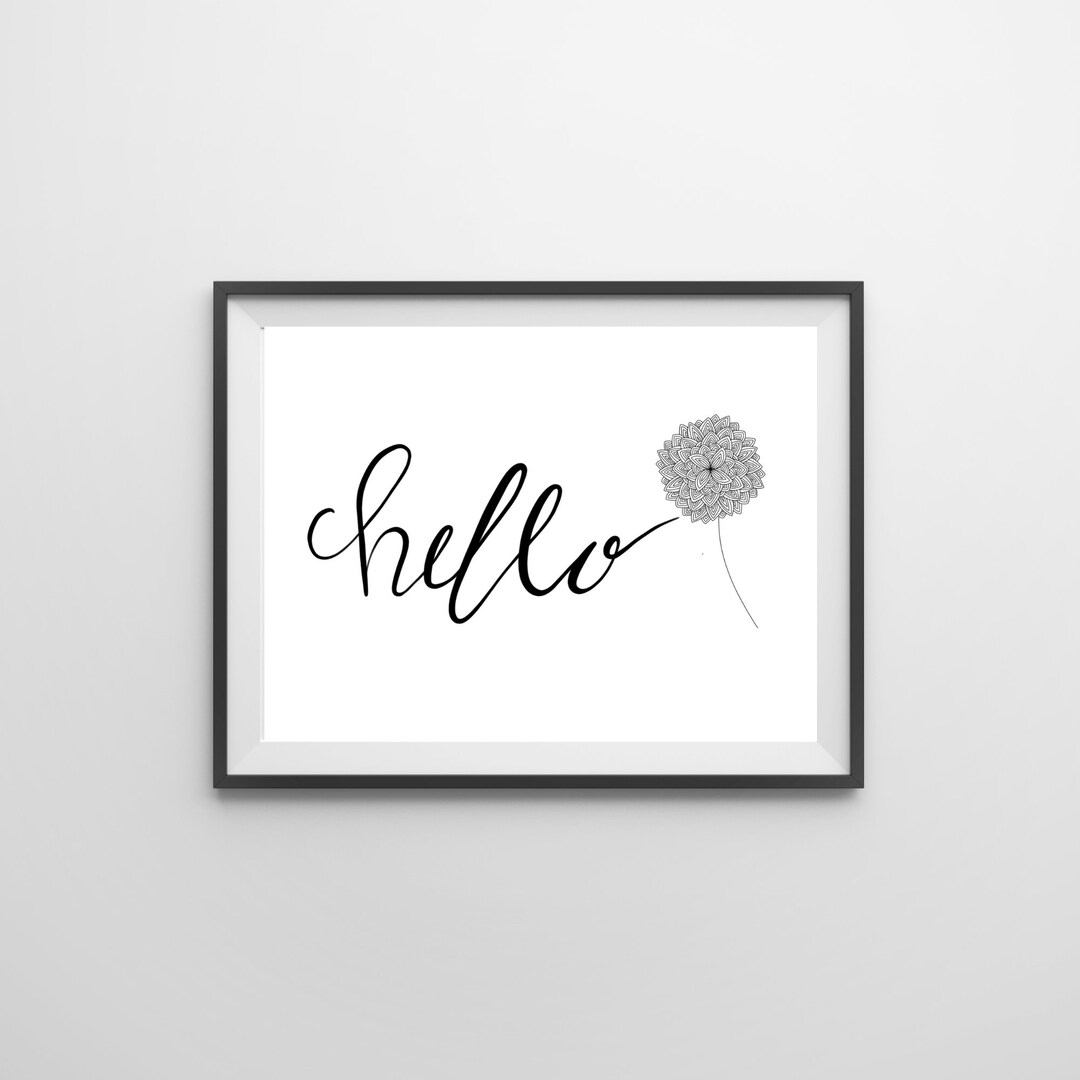 Hello Quote Print | Typography |illustration | Hand Drawn | Print ...