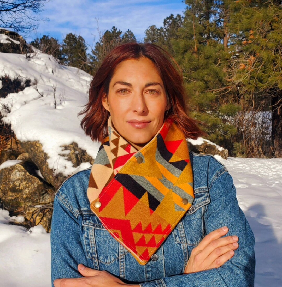 Women's Wool Cowl, Winter Wild Rags, Western Bandana Scarf, Snap Scarf ...
