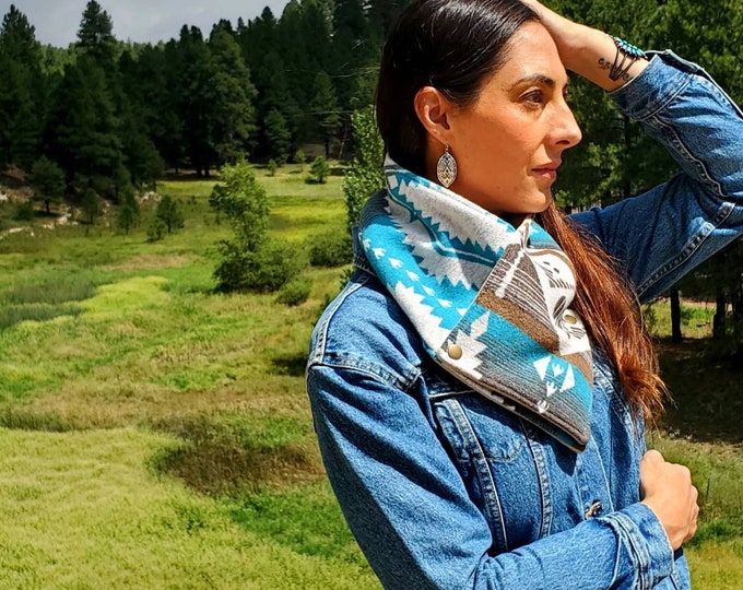 Women's Wool Cowl, Winter Wild Rags, Western Bandana Scarf, Snap Scarf ...