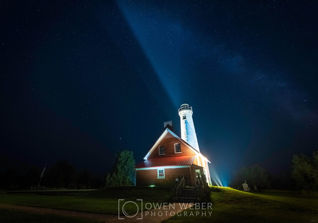 Milky Way Lighthouse Photograph: Tawas Point, Michigan Wall Art - Etsy