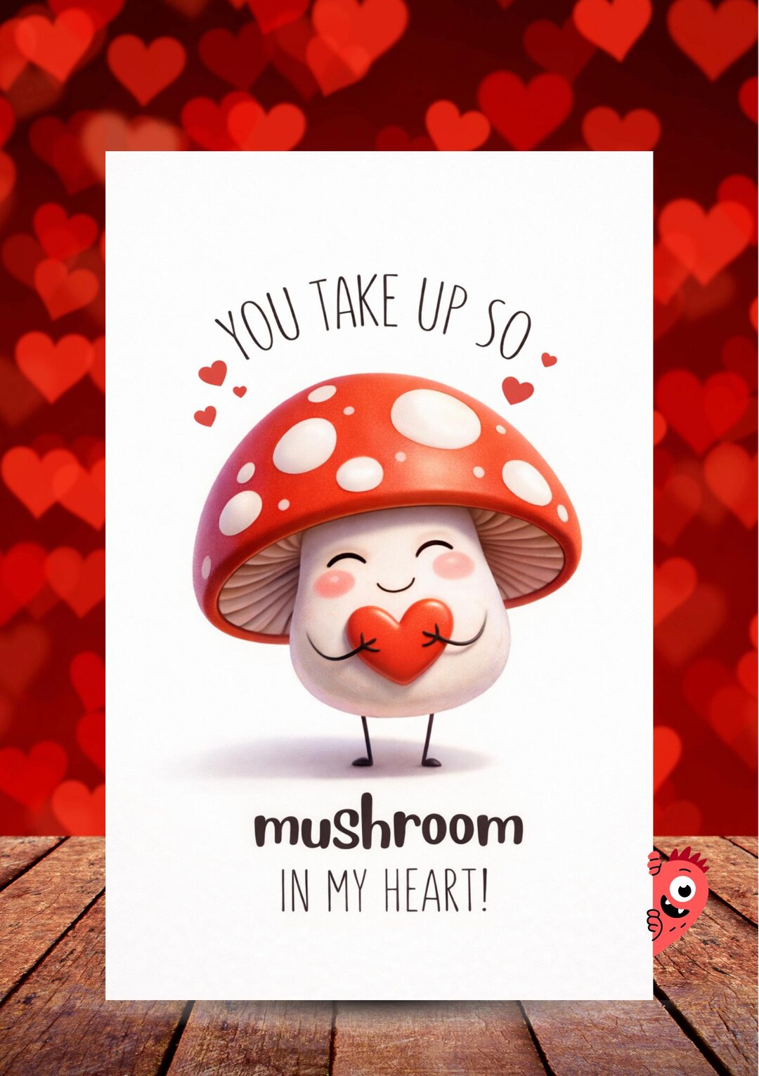 Cute Loving Mushroom - Valentines Day Card - for Her Him Husband ...