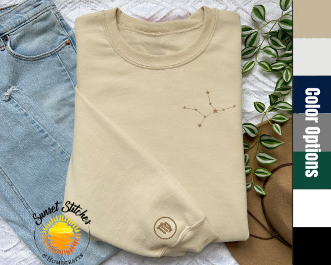 Virgo Constellation Embroidered Sweatshirt, Zodiac Sweater - Etsy