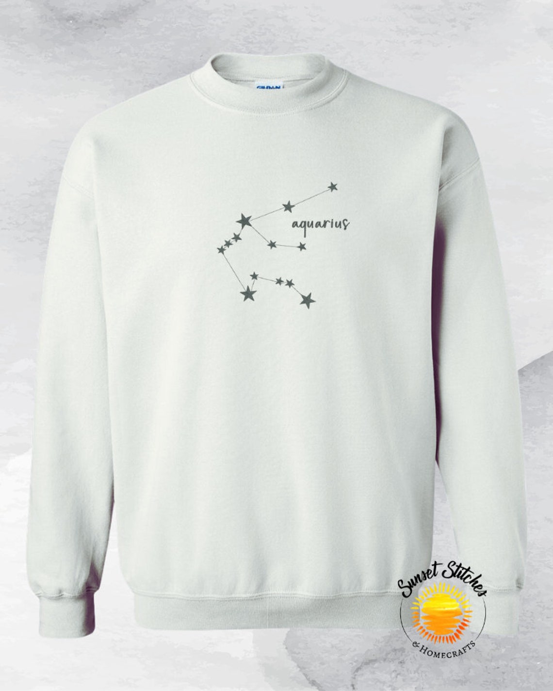 Aquarius Constellation Embroidered Sweatshirt, Zodiac Sweater - Etsy