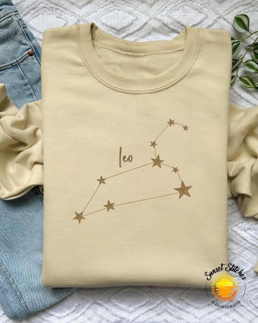 Leo Constellation Embroidered Sweatshirt, Zodiac Sweater - Etsy