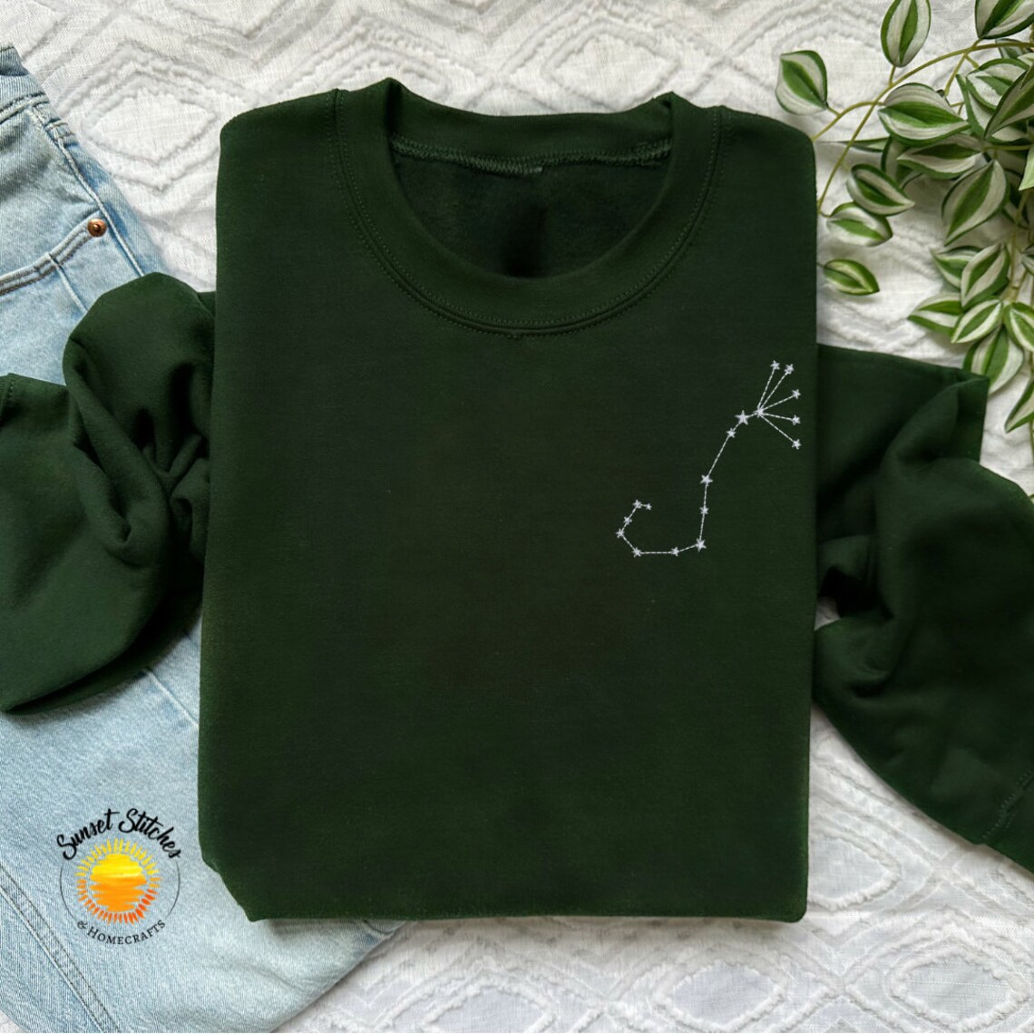 Scorpio Constellation Embroidered Sweatshirt, Zodiac Sweater - Etsy
