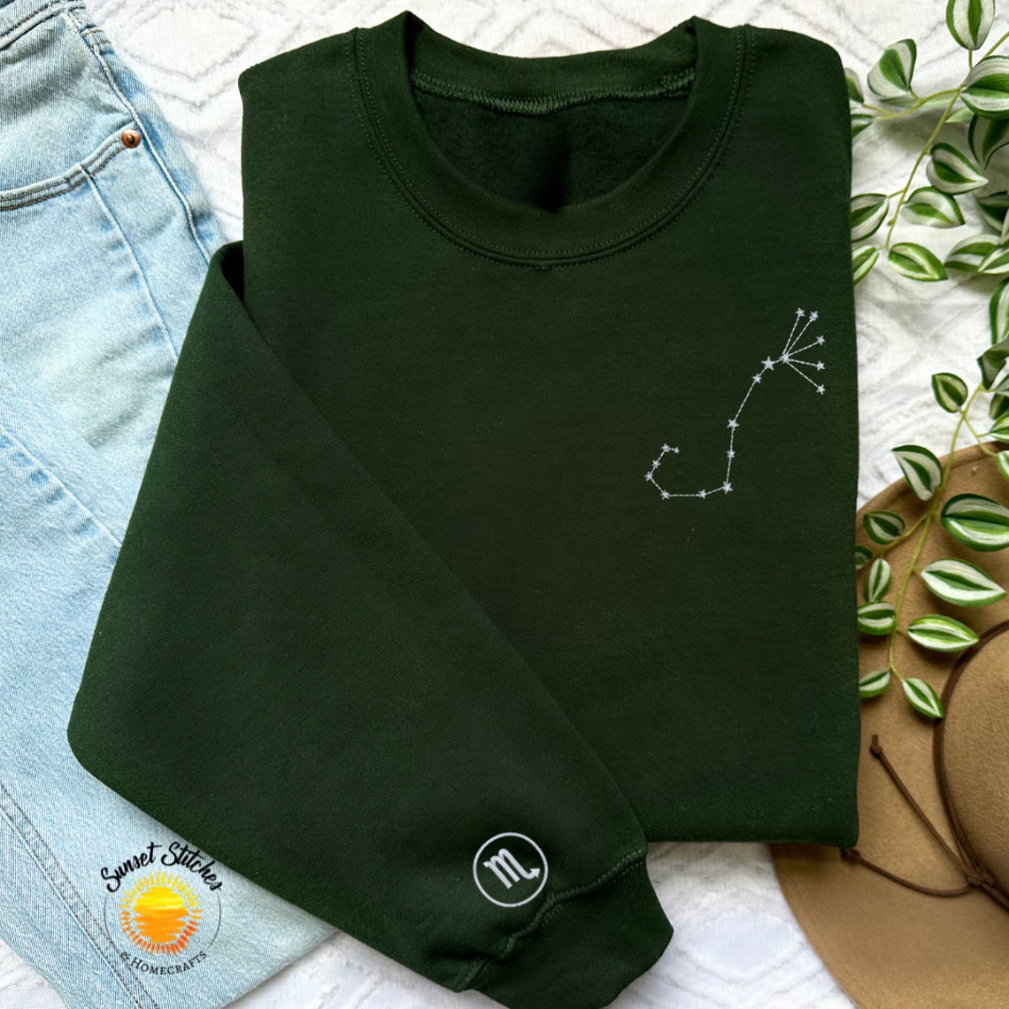 Scorpio Constellation Embroidered Sweatshirt, Zodiac Sweater - Etsy
