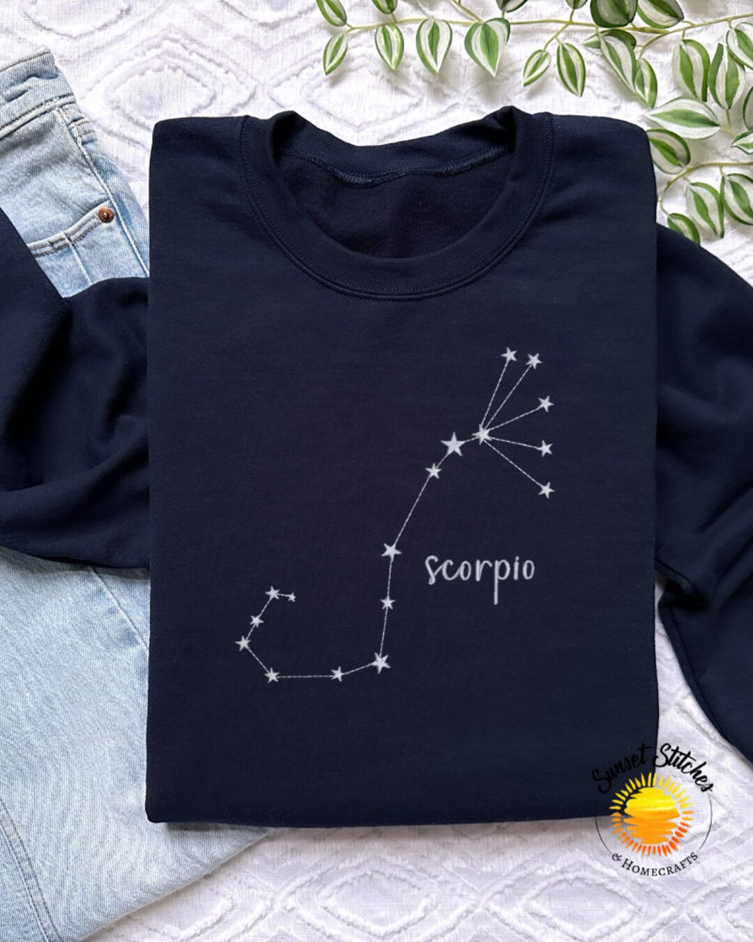 Scorpio Constellation Embroidered Sweatshirt, Zodiac Sweater - Etsy