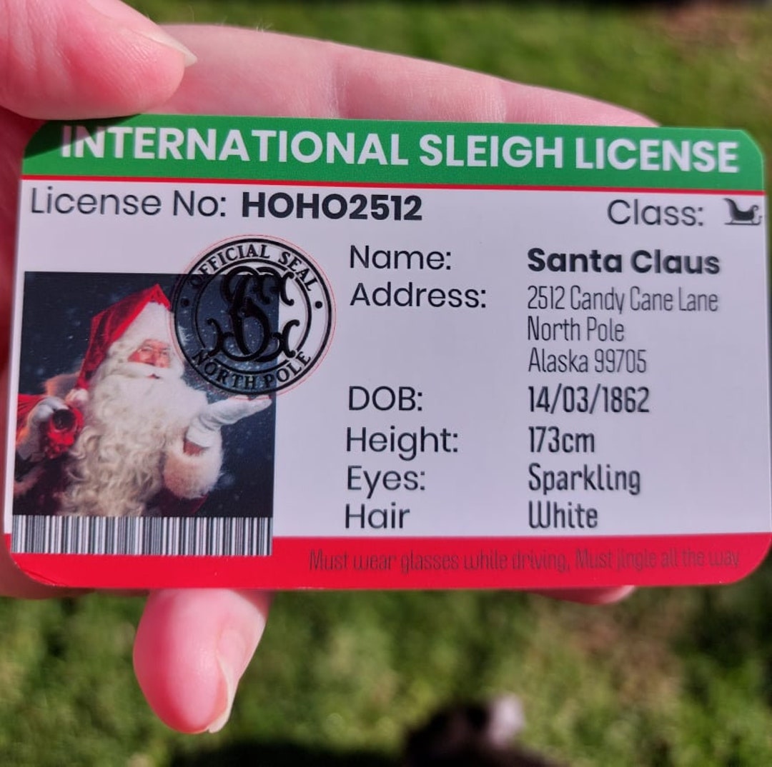 Santa Claus International Sleigh License Christmas Eve Box Drop Card ...