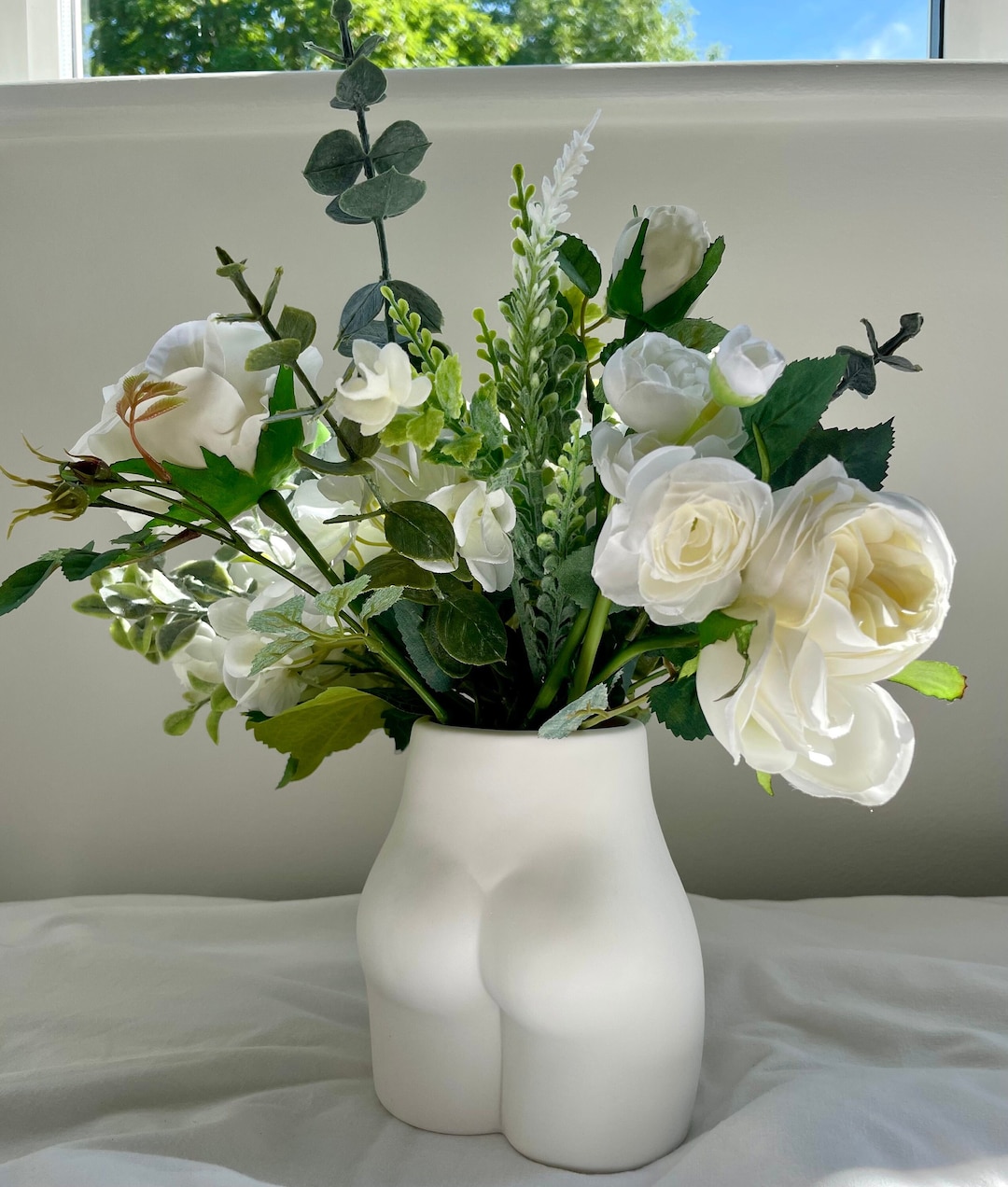 White Booty Vase Bum Vase Body Planter Decorative Unique Ceramic Cheeky ...