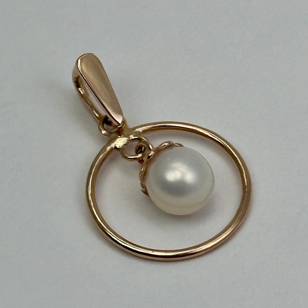 Vintage Original Solid Rose Gold 583 14k Pendant With Pearl, Rose Gold ...
