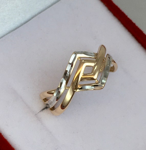 Vintage Original Rose and White Gold 585 14k Ring, 14… - Gem