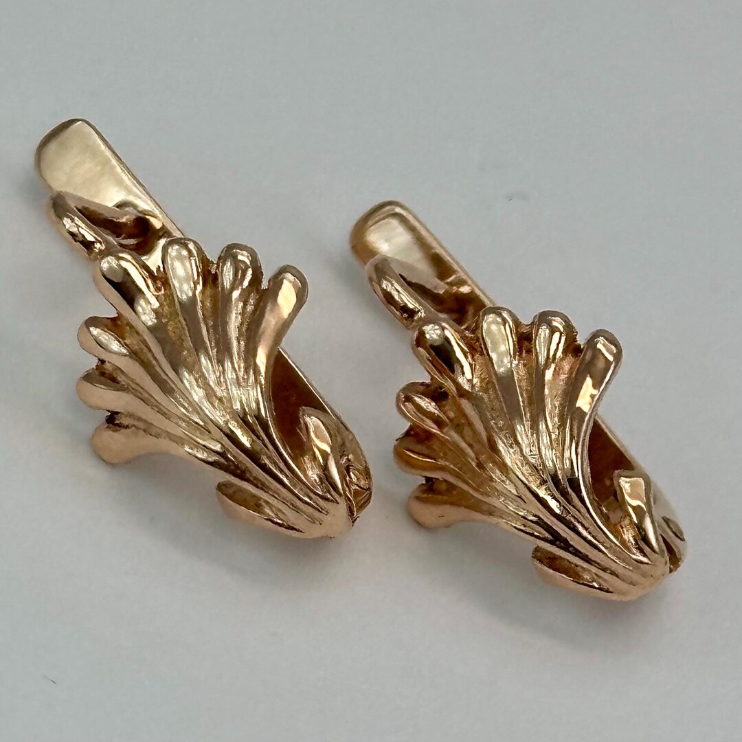 Vintage Original Solid Rose Gold 583 14k Earrings, Ukrainian Gold, Rose ...