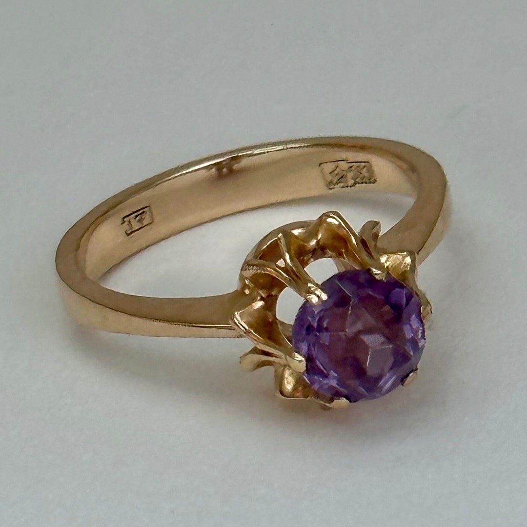 Small Vintage Original Solid Rose Gold 583 14k Ring, Alexandrite Ring ...
