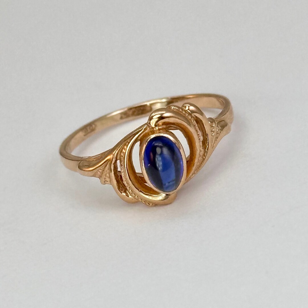 Vintage Original Solid Rose Gold 583 14k Ring With Sapphire, Blue ...