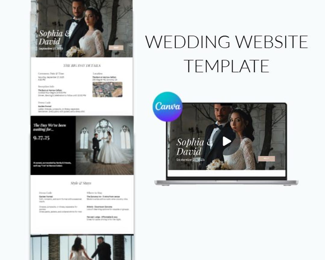 Digital Wedding Website/ Mobile Web App Invitation With RSVP Form & Map ...