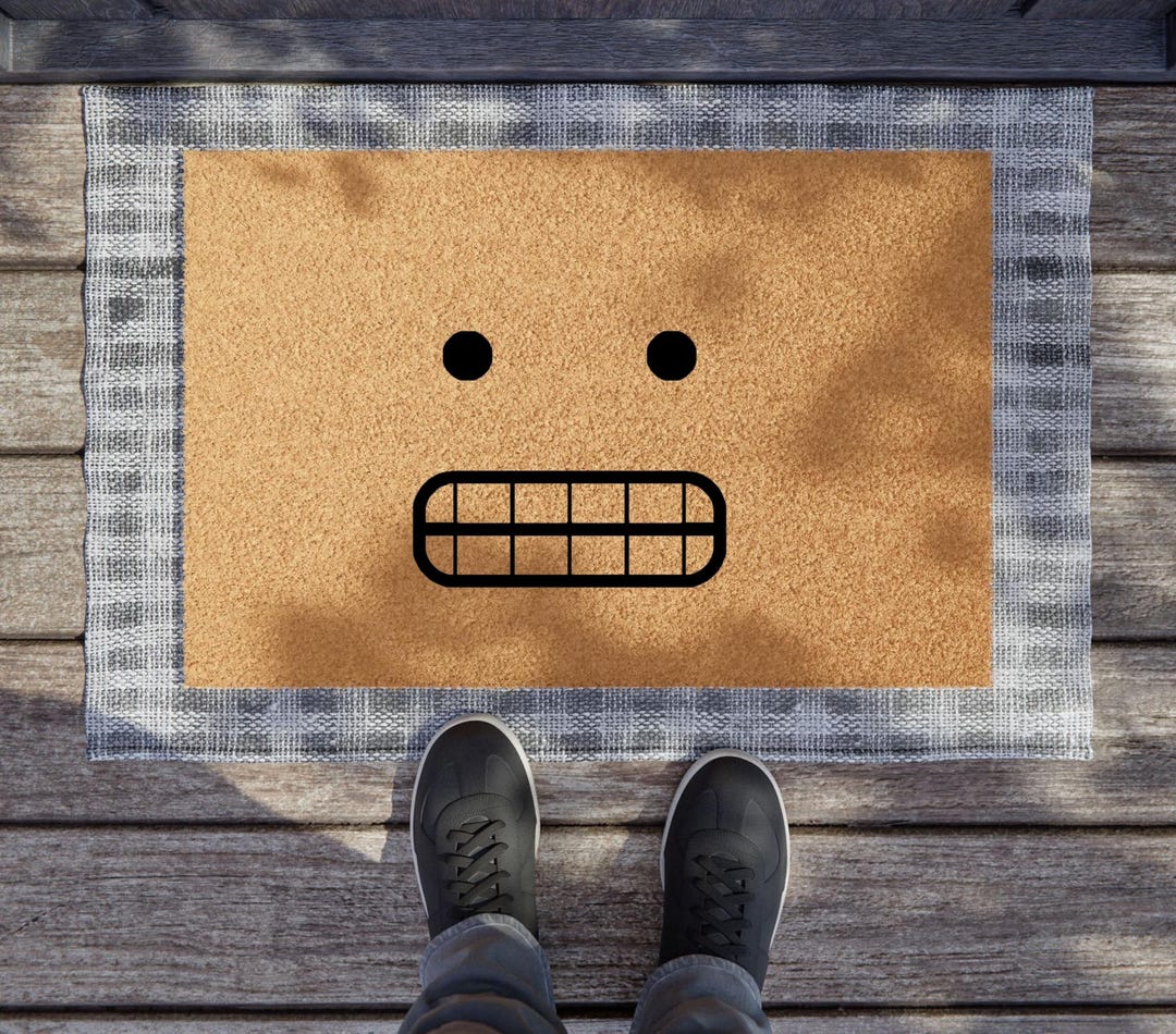 Yikes! Grimace Face Mat – Funny Emoji Mat, Hilarious Welcome Rug ...