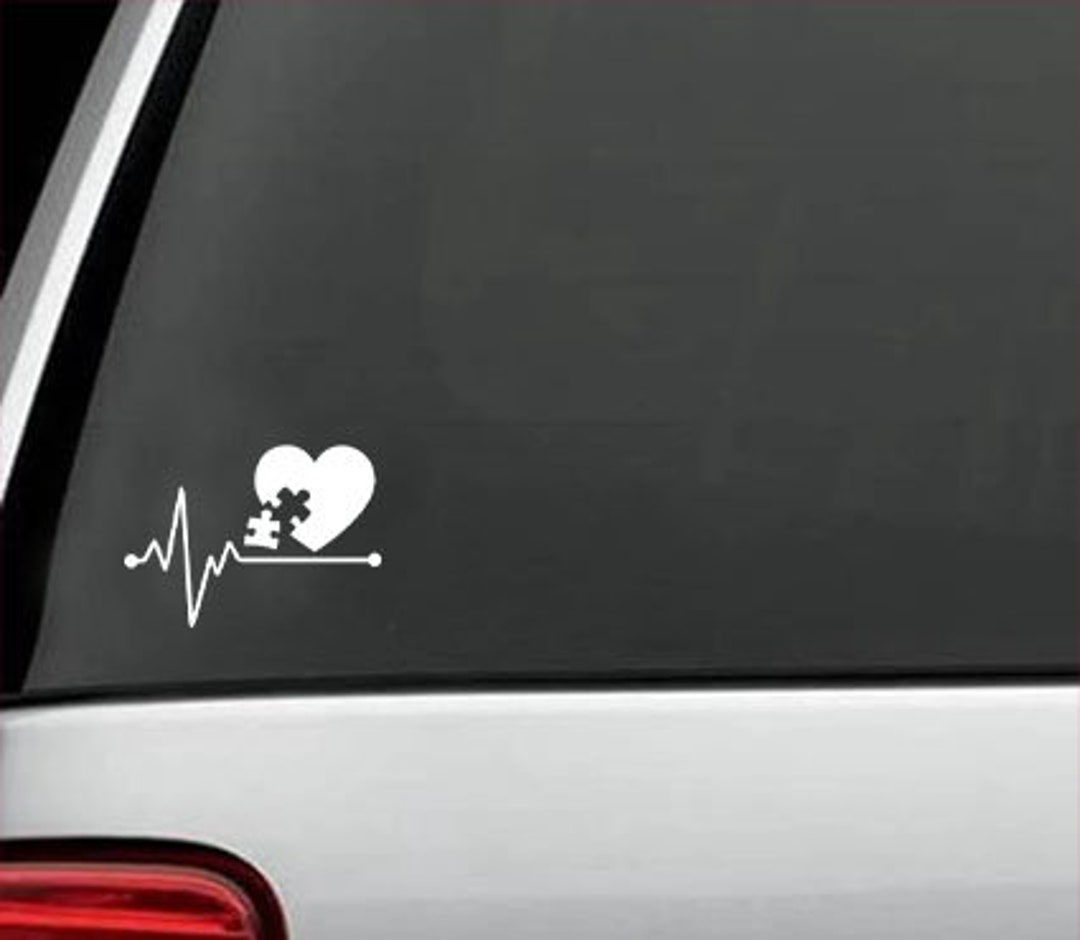 Heart Beat Line With Heart Autism Awareness Sticker Decal for Cars ...