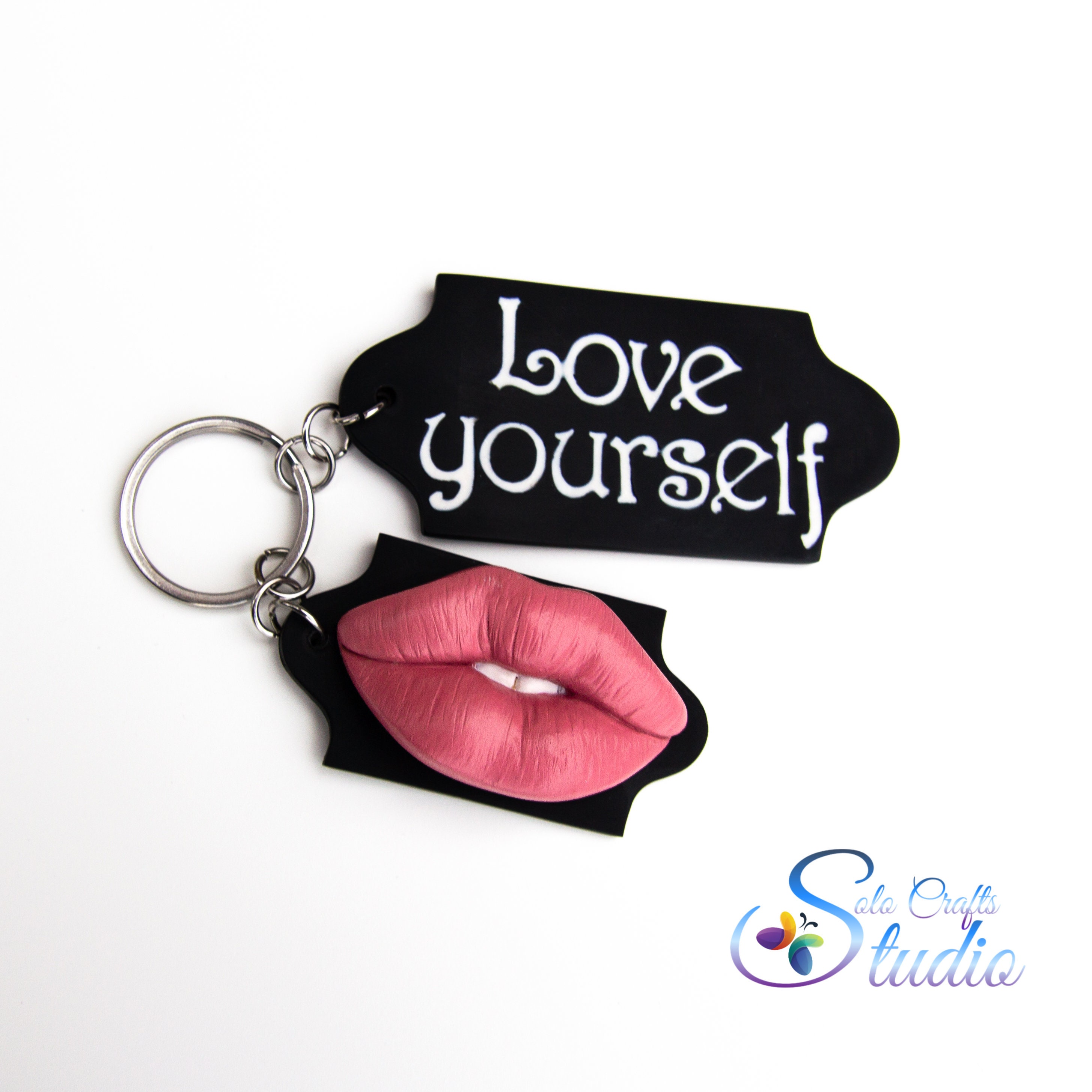 Personalised pink lips key chain for women Lips key ring | Etsy