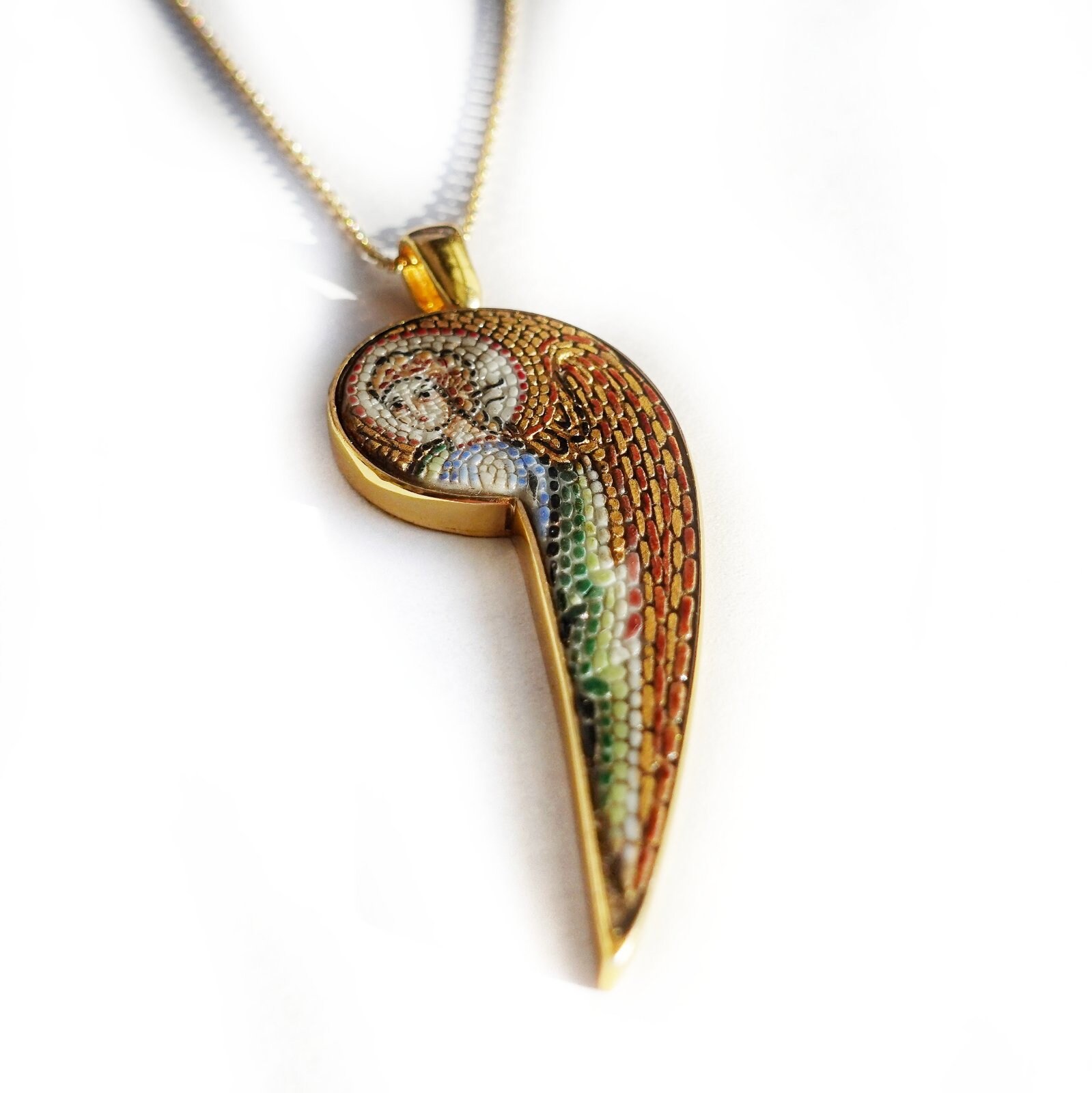 Angel Micro Mosaic Pendant in Solid 14K GOLD - Etsy