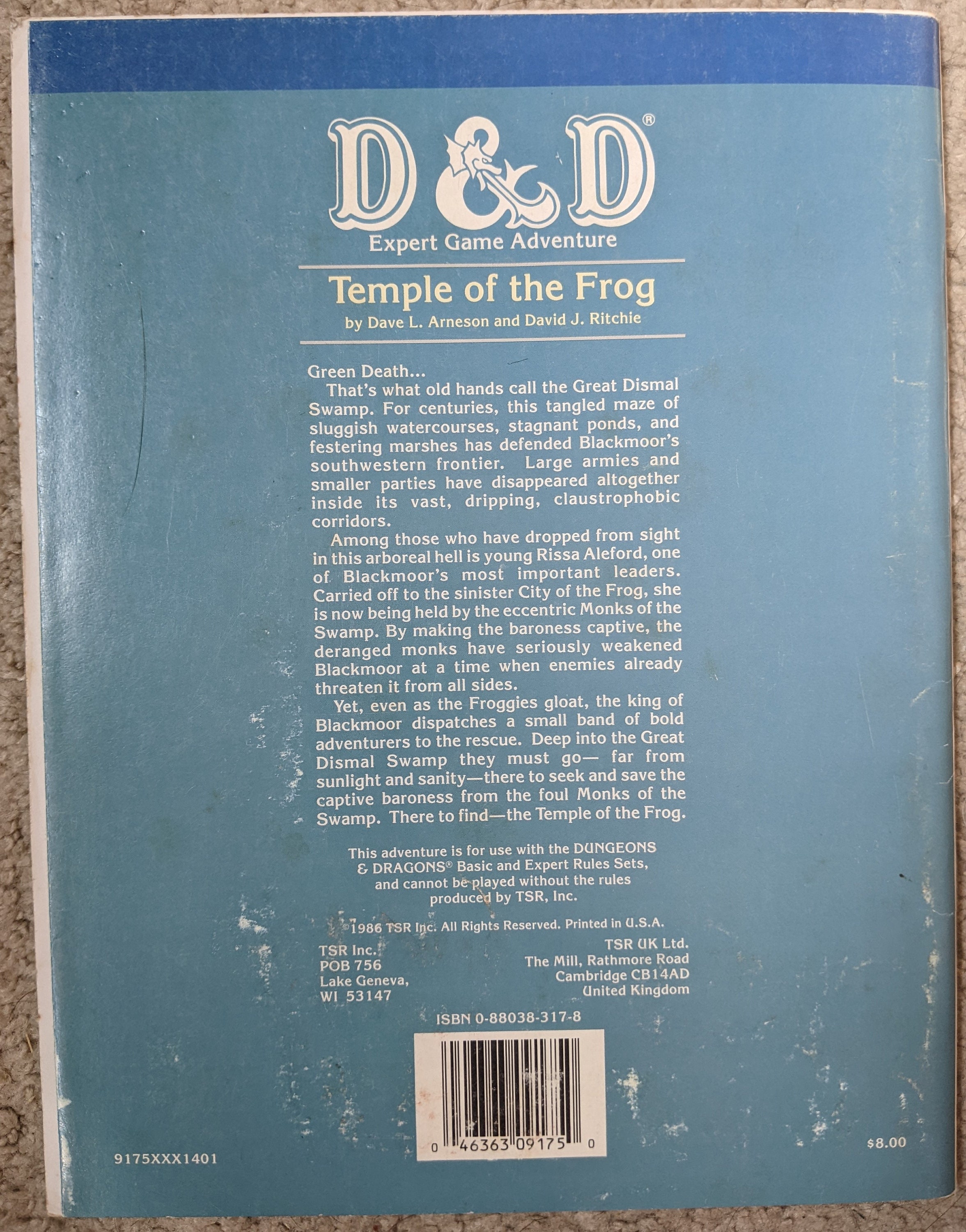 DA2 Temple of the Frog Dungeons Dragons 9175 TSR 1986 VG/VF - Etsy