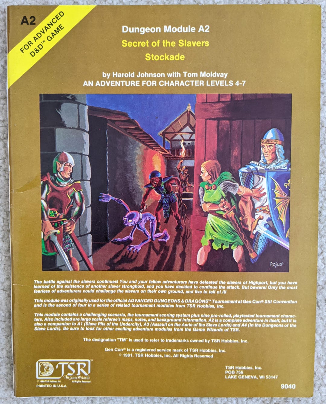 A2 Secret of the Slavers Stockade Dungeons Dragons #9040 TSR 1981 VF+ ...