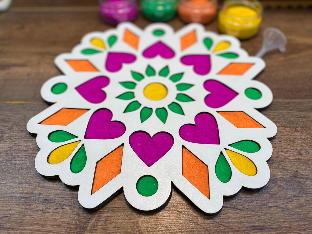 Diwali Rangoli Layered Pattern for Use With Coloured Sand (INCLUDED) - Etsy