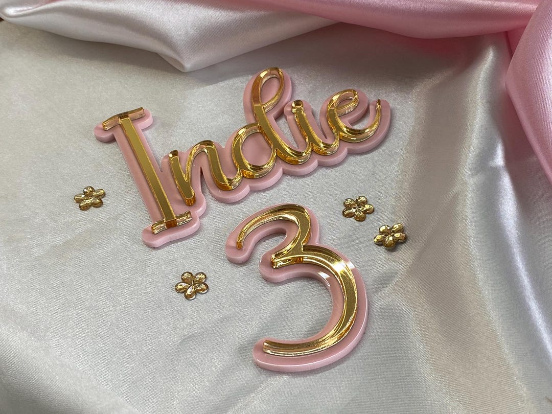 Personalized Acrylic Cake Topper: Double Layered Name Charm - Etsy