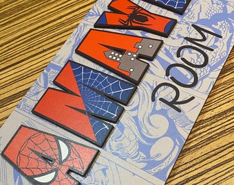 Spider-man Door Sign With Character: Spidey Inspired Personalised Name ...