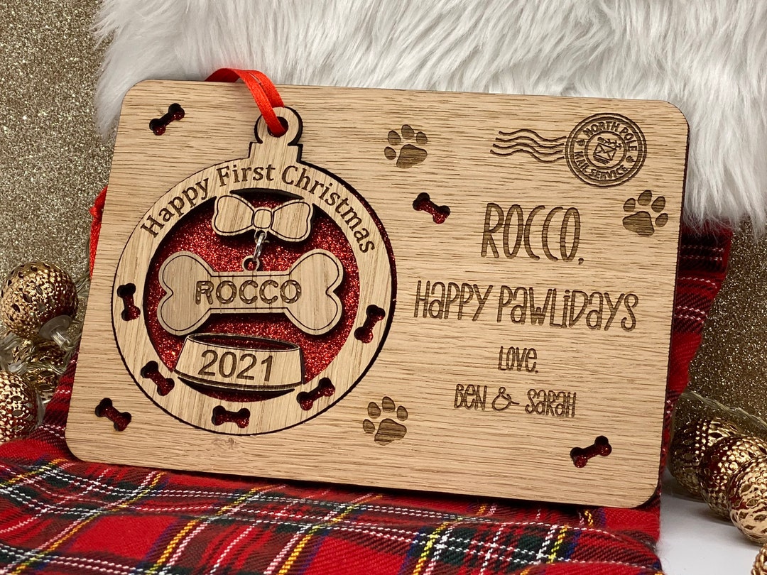 Digital CUT File -christmas Bauble Postcard for a Dogs First Christmas ...