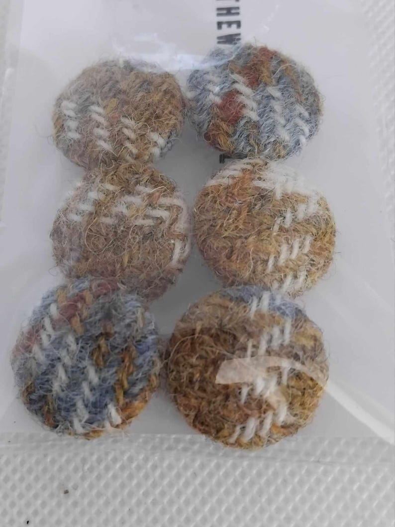 Harris Tweed Covered Metal Buttons Available in 18mm and 30mm. Great ...