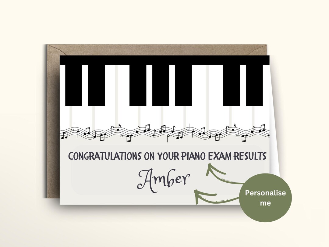 Personalised Piano Keys Card | Musical Notes Keyboard | Musician ...