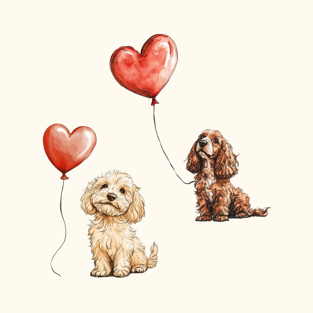 Cockapoo Spaniel Heart Clipart, 8 High-quality PNG/JPG, Printable Dog ...