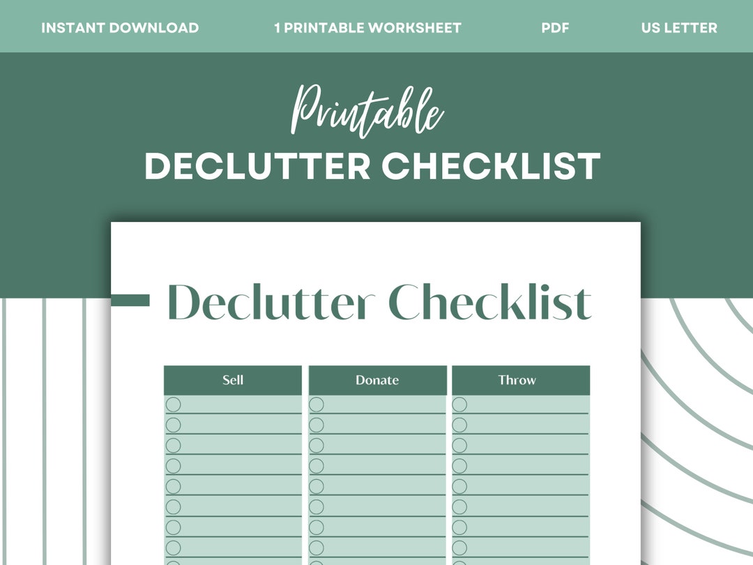 The Declutter Checklist Printable Cleaning Tracker Digital Declutter List Decluttering Help ...