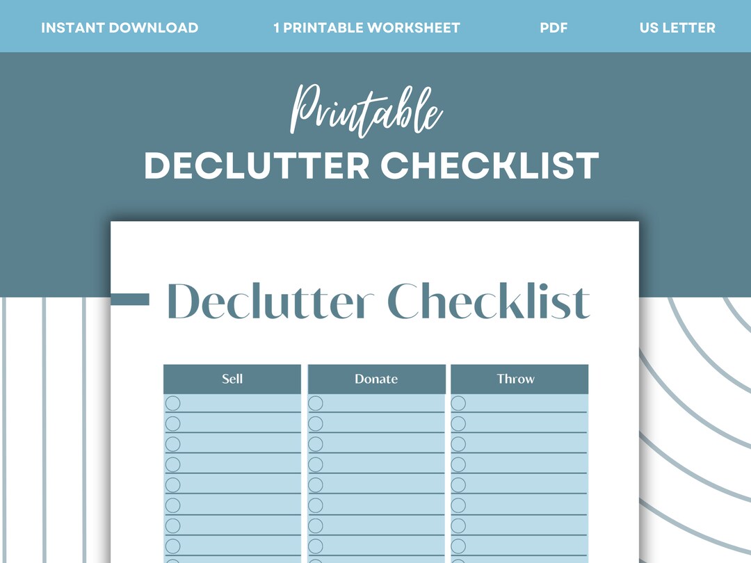 The Declutter Checklist Printable Cleaning Tracker Digital Declutter ...