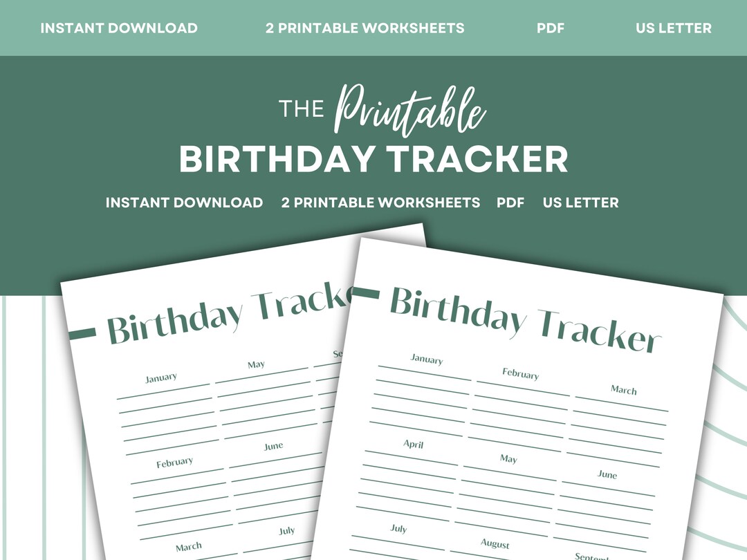 The Printable Birthday Tracker | Birthday Planner | Birthday Reminder ...