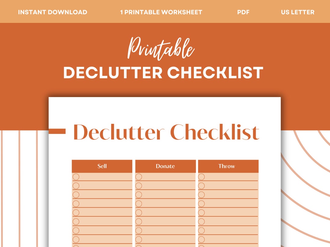 The Declutter Checklist Printable Cleaning Tracker Digital Declutter ...