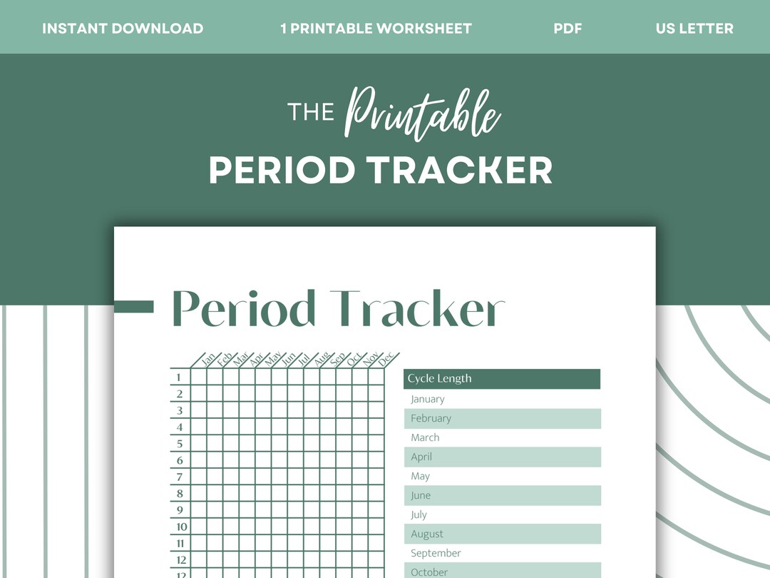 The Printable Period Tracker Symptom Tracker Ovulation Tracker Period ...