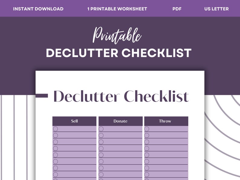 The Declutter Checklist | Printable Cleaning Tracker | Digital ...