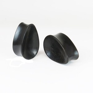 Black Wood Concave Teardrop Ear Plugs for Ear Stretching. Custom Wood ...