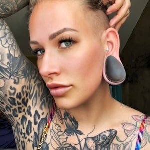 Black Wood Concave Teardrop Ear Plugs for Ear Stretching. Custom Wood ...