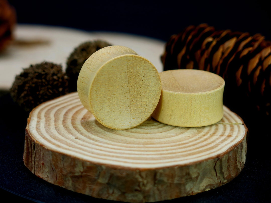 Handmade White Wood Concave Ear Plugs: Custom Gauged Earrings - Etsy