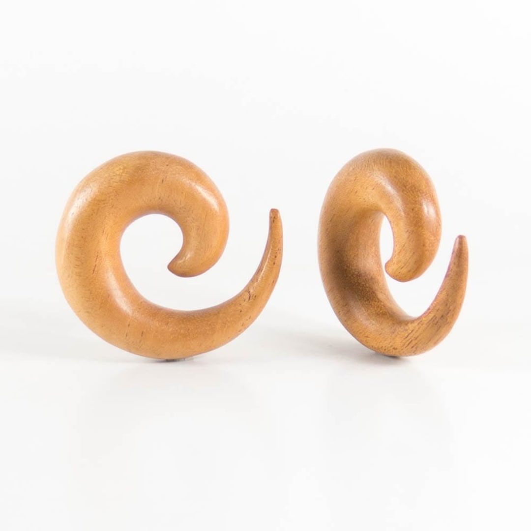 Custom Made Fijian Mahogany Wood Large Spiral Gauge I Wood Spiral Plugs ...
