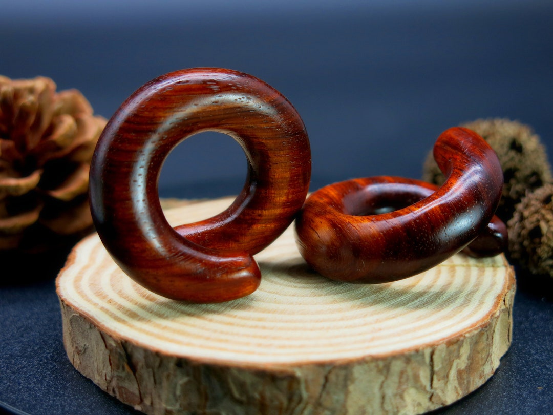 Red Color Wood Khmer Coils for Gauged Ears. Handmade Custom Ear Weight ...