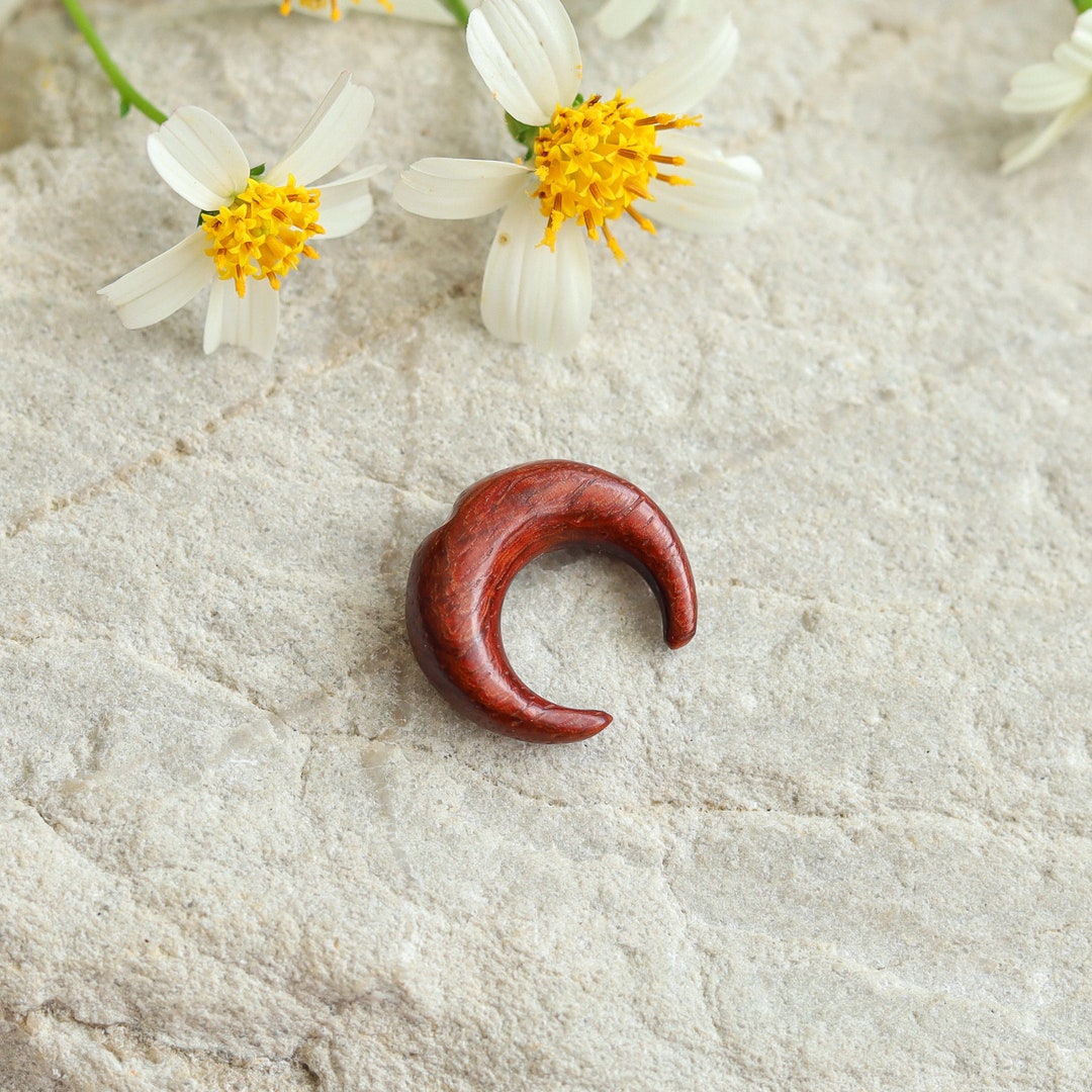 Red Wood Notched Septum Pincher. Custom Wood Septum Crescent Ring for ...